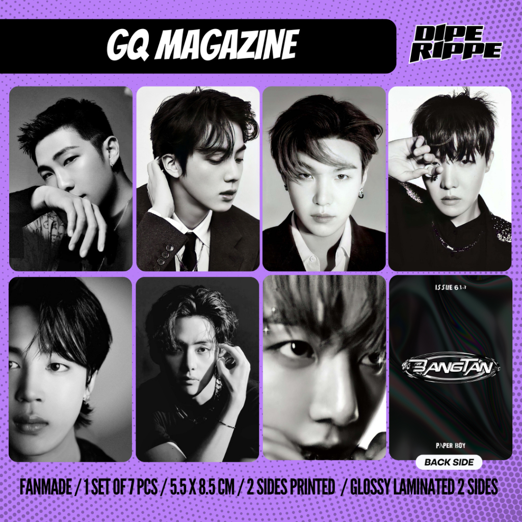 BTS PHOTOCARD - GQ MAGAZINE GROUP SET RM JIN SUGA JHOPE JIMIN V JK | Shopee Philippines