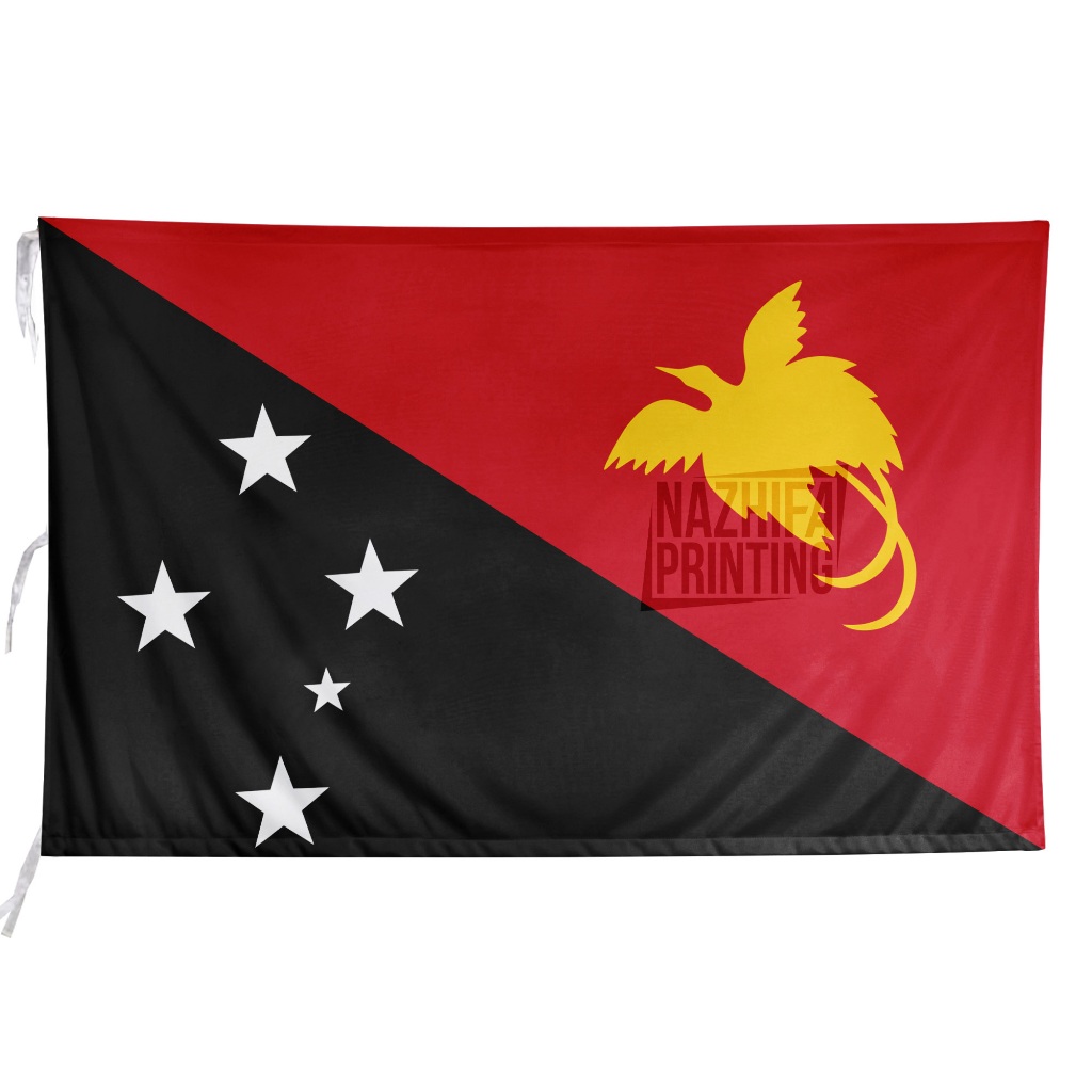 Nazhifa Printing - Papua Nugini Flag - Small-Large Size Satin Peles ...