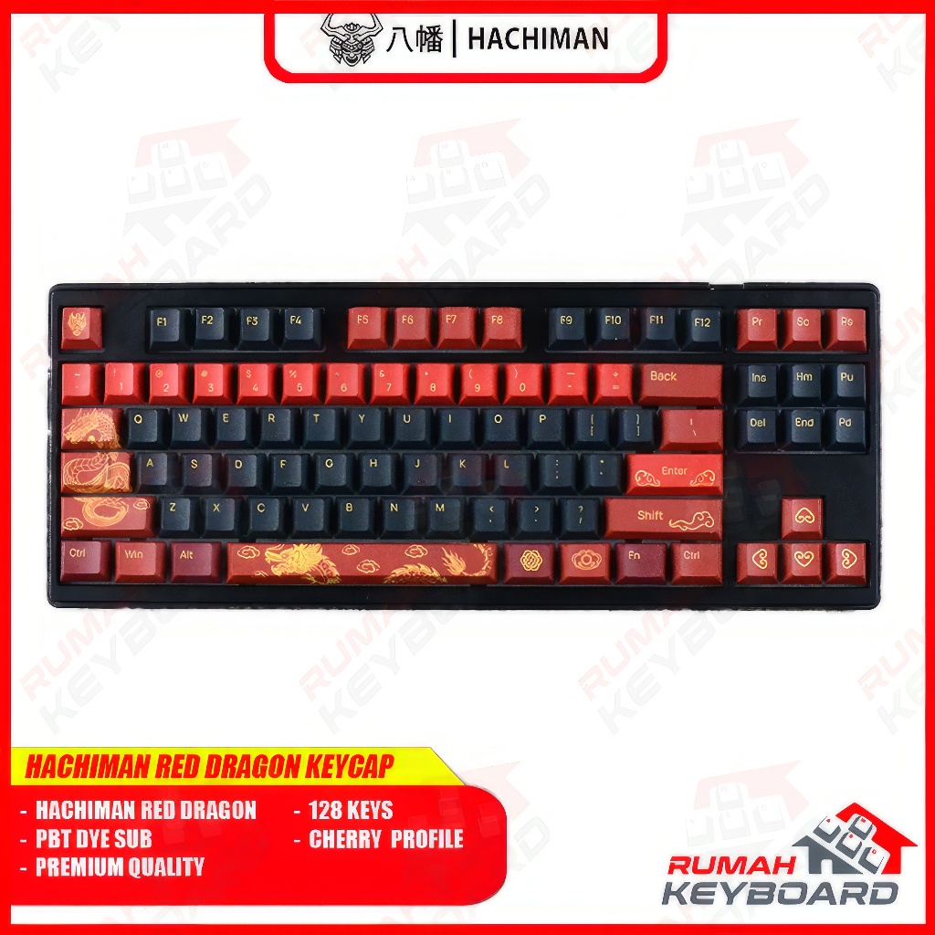Keycap - KEYCAPS - CHERRY - HACHIMAN RED DRAGON - PBT DYE SUB - THICK ...