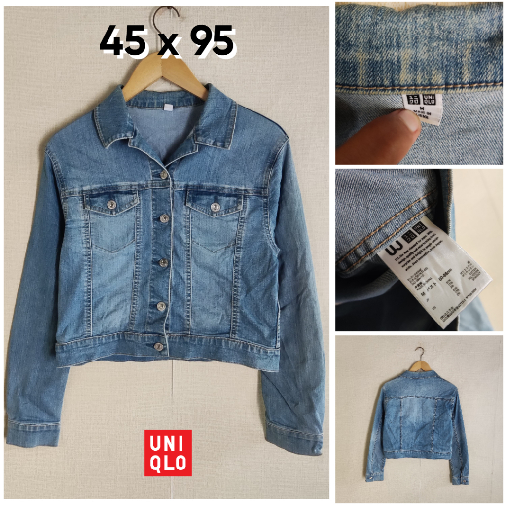 Uj UNIQLO Crop Trucker Jacket Denim Jeans Size M Women GF931 | Shopee ...