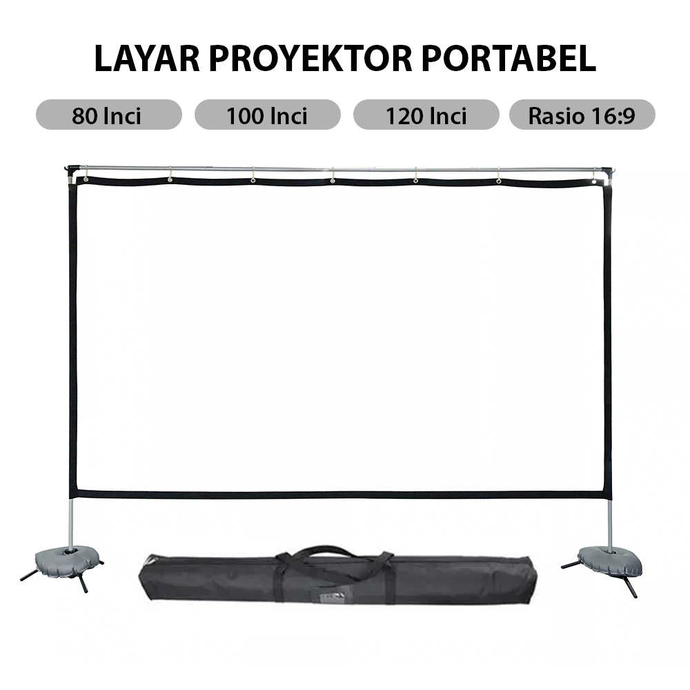 Folding Portable Standing Projector Screen 80 - 100 - 120 Inch 16:9 ...