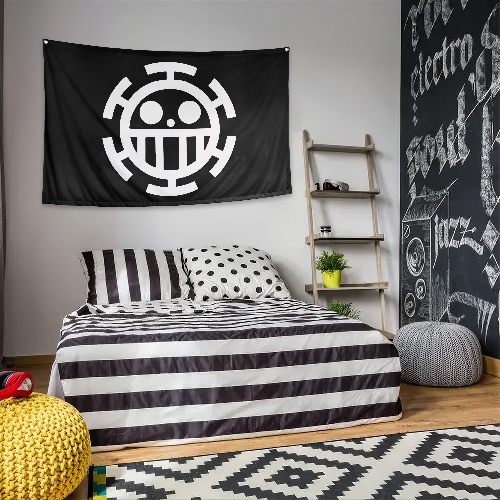 Heart Trafalgar Law One Piece Jolly Roger Flag - Fabric Poster Wall ...
