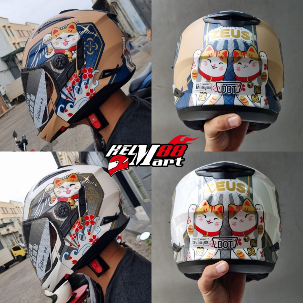 Zeus 613C AJ42 LUCKY CAT NEKO Modular Helmet Zeus Helmet ZS613C ZS-613 ...