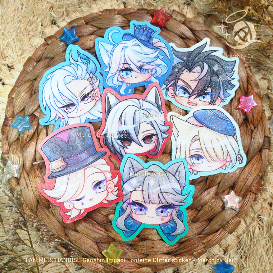 Genshin Impact Glitter Stickers FONTAINE Sticker Fanart Merchandise ...