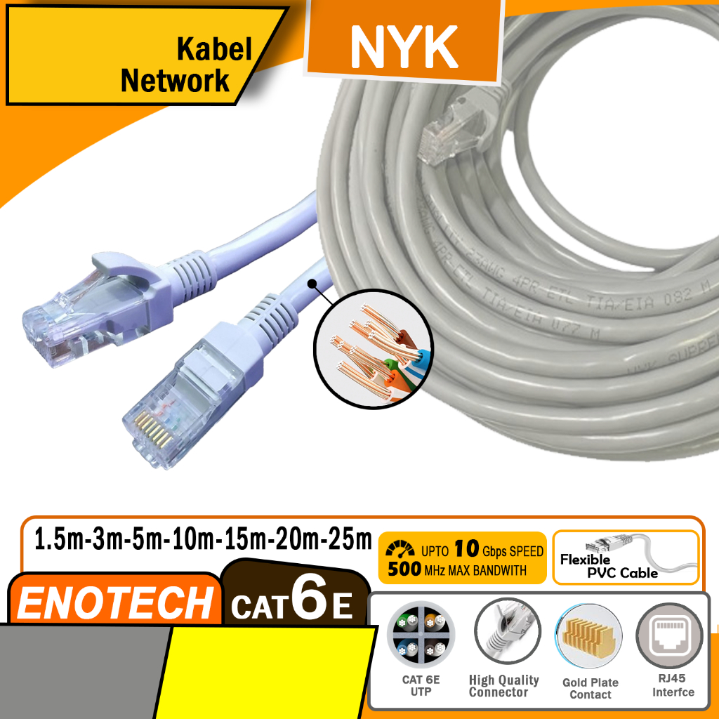 Nyk LAN Cable Cat6e Ethernet Network Cable UTP RJ45 1.5M 3M 5M 10M 15M 20M 25M | Shopee Philippines