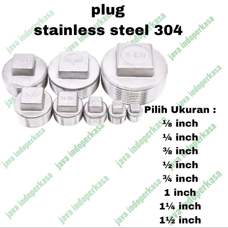 Stainless steel plug sus ss 304 thread hole cap size 1/8 1/4 3/8 1/2 3/ ...