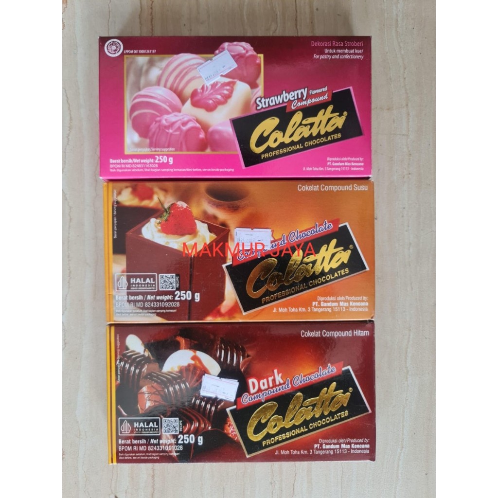 Compound Chocolate Bar Colatta Dark Milk White Strawberry | Shopee ...