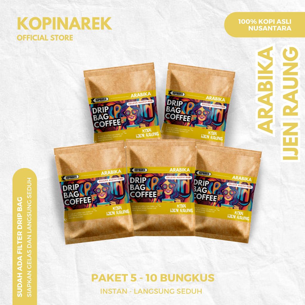 Arabica Dripbag Coffee Package IJEN RAUNG Coffee Drip Bag Sachet ...