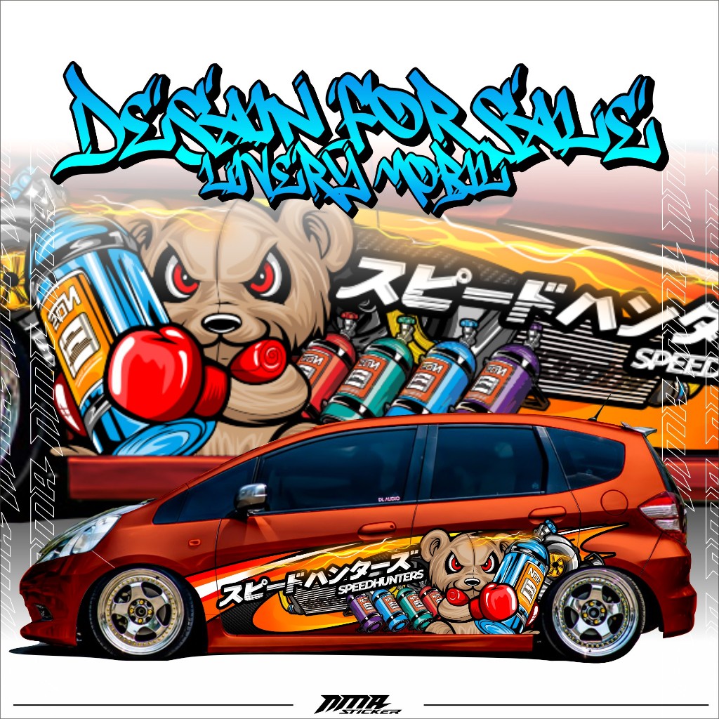 Decal LIVERY CAR DESIGN TURBO CAR JAZZ, PAJERO, YARIS, BRIO, AVANZA ...