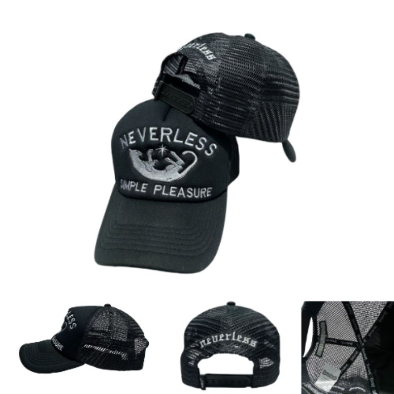 HITAM NEVERLESS Trucker Hat / Men's Net Hat with Black Musang Logo ...