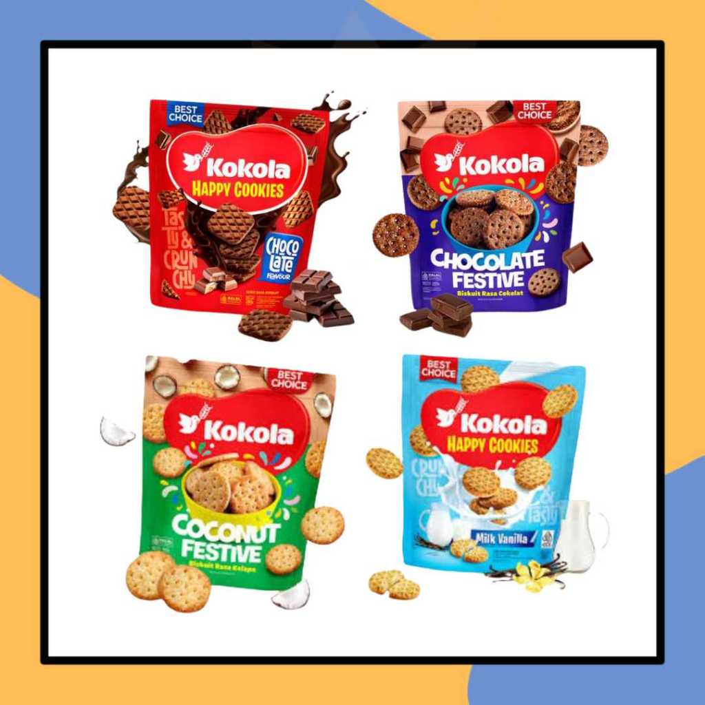 Kokola Happy Cookies Milk Vanilla Chocolate Festive 280g Vanilla Milk ...