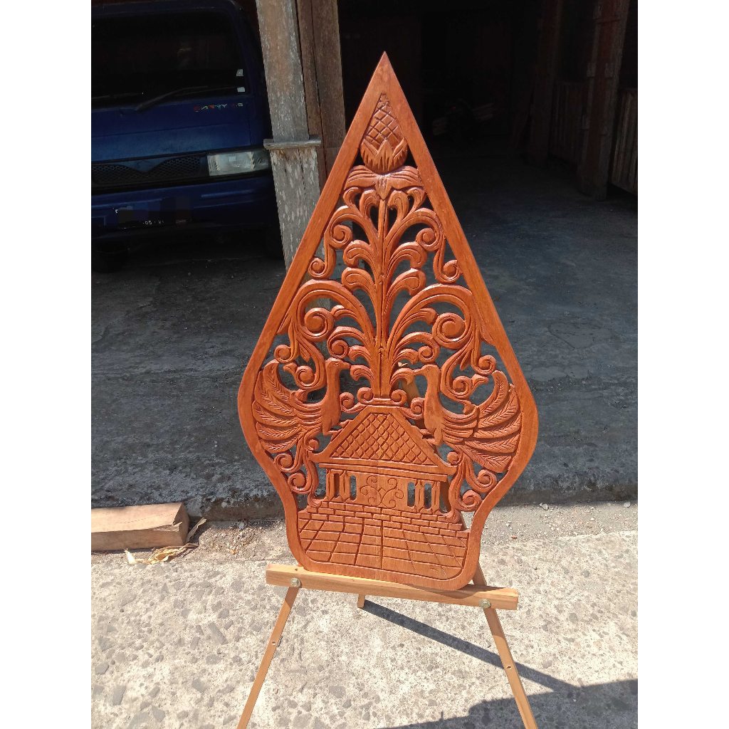 KAYU Kelir MAHONY Puppet Gunungan DECORATION / Carved Wooden Puppet ...