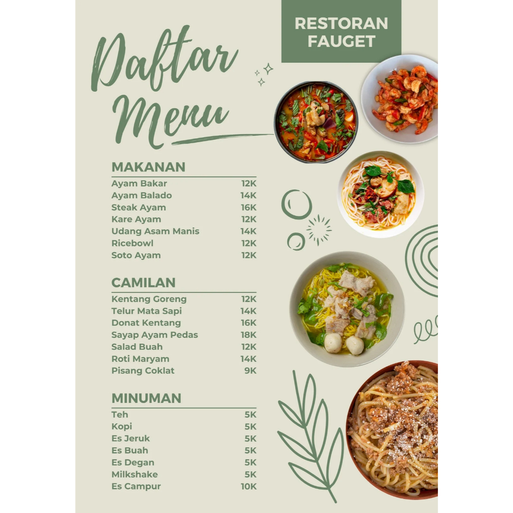 Custom Menu List A4 Size Hot Laminating EXPRESS | Shopee Philippines