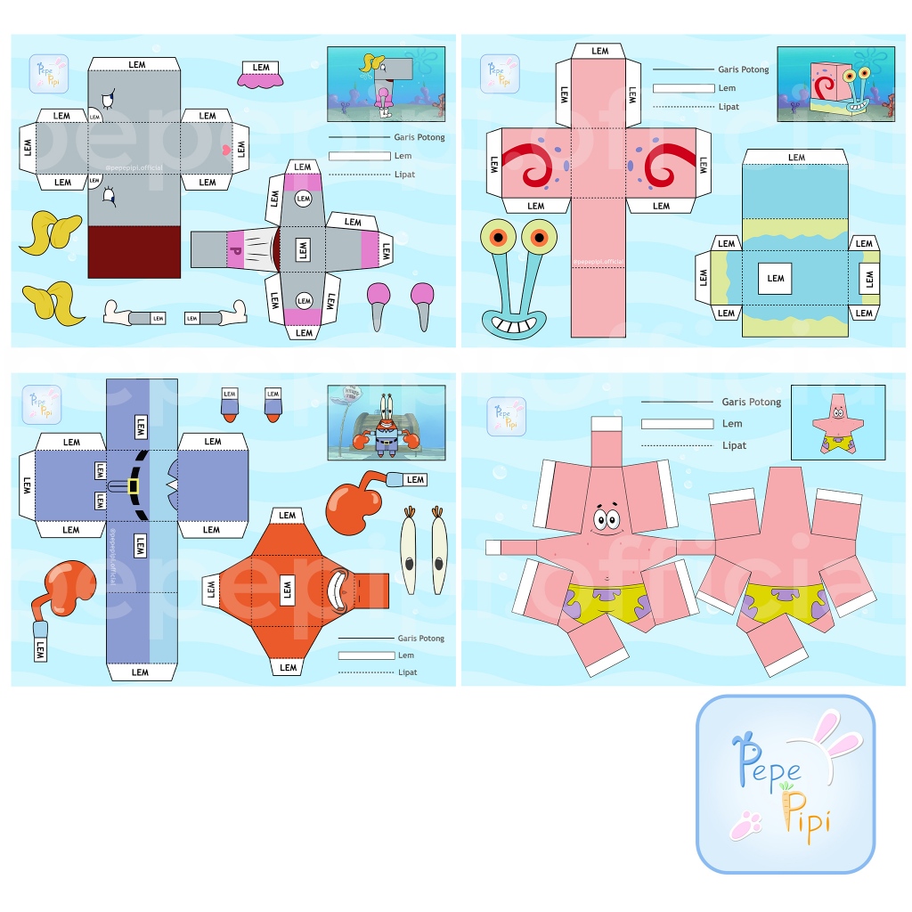 Papercraft 3D Character Spongebob Paper Craft Cut & Play Paper Crafts ...