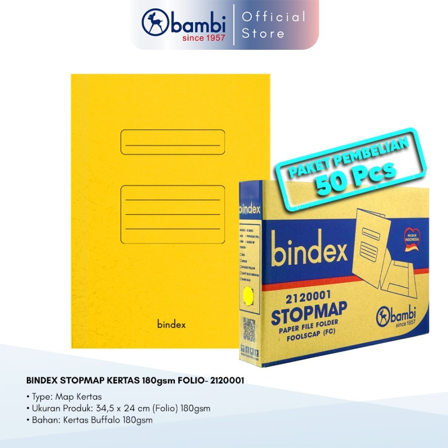 Bindex Stopmap / Folio Paper Folder Golden Yellow 5002 (1 PACK CONTAINS ...