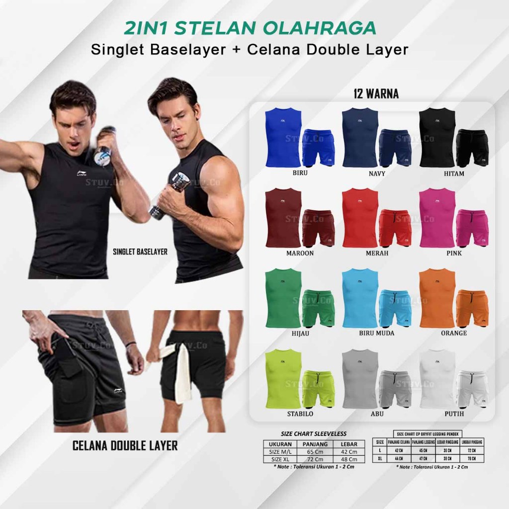 2IN1 LEKBONG BASELAYER CUFF SET DOUBLE LAYER BADMINTON STRETCH SPORTS ...