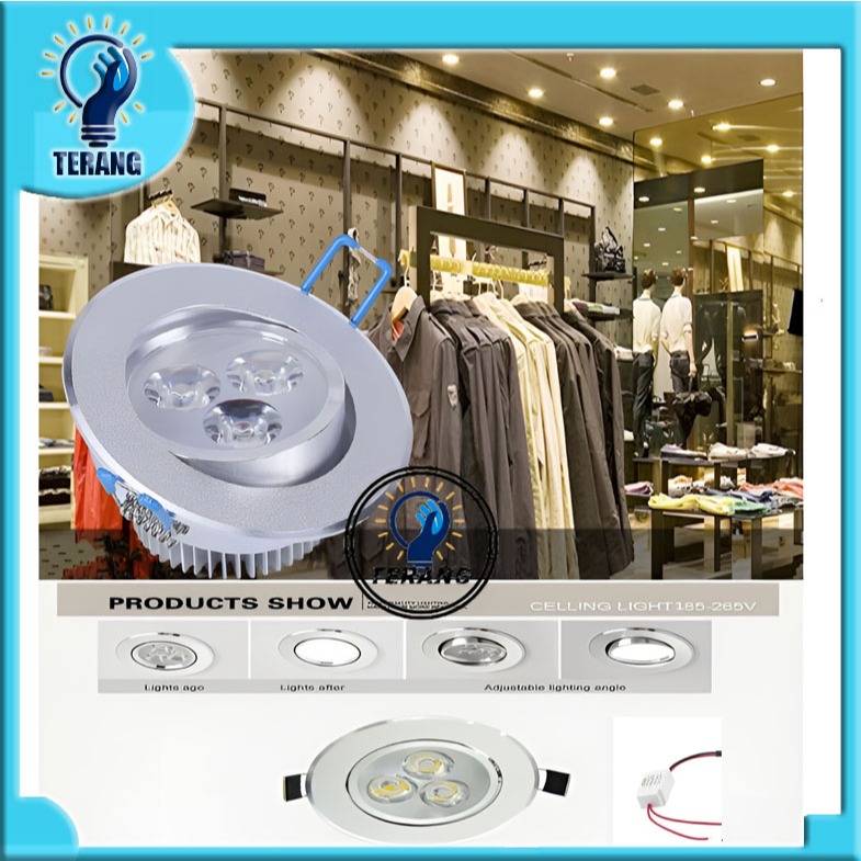 3w LED Downlight Spotlight Down Light 3 W Watt 3Watt 3 Eyes Ceiling ...