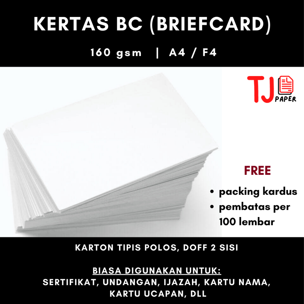 (100 Sheets) BriefCard (BC)/Manila Paper - Certificates, Invitations ...