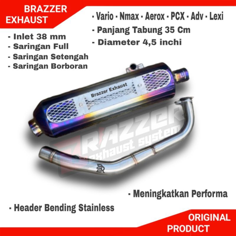 LUSTER BR-V2 Exhaust Standard racing Vario Nmax Aerox PCX LEXI Adv Beat ...