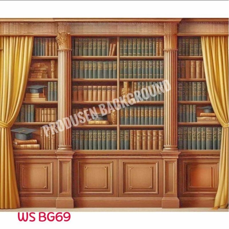 3x2,5m Fabric Graduation Background Bookshelf Background Photo Studio ...