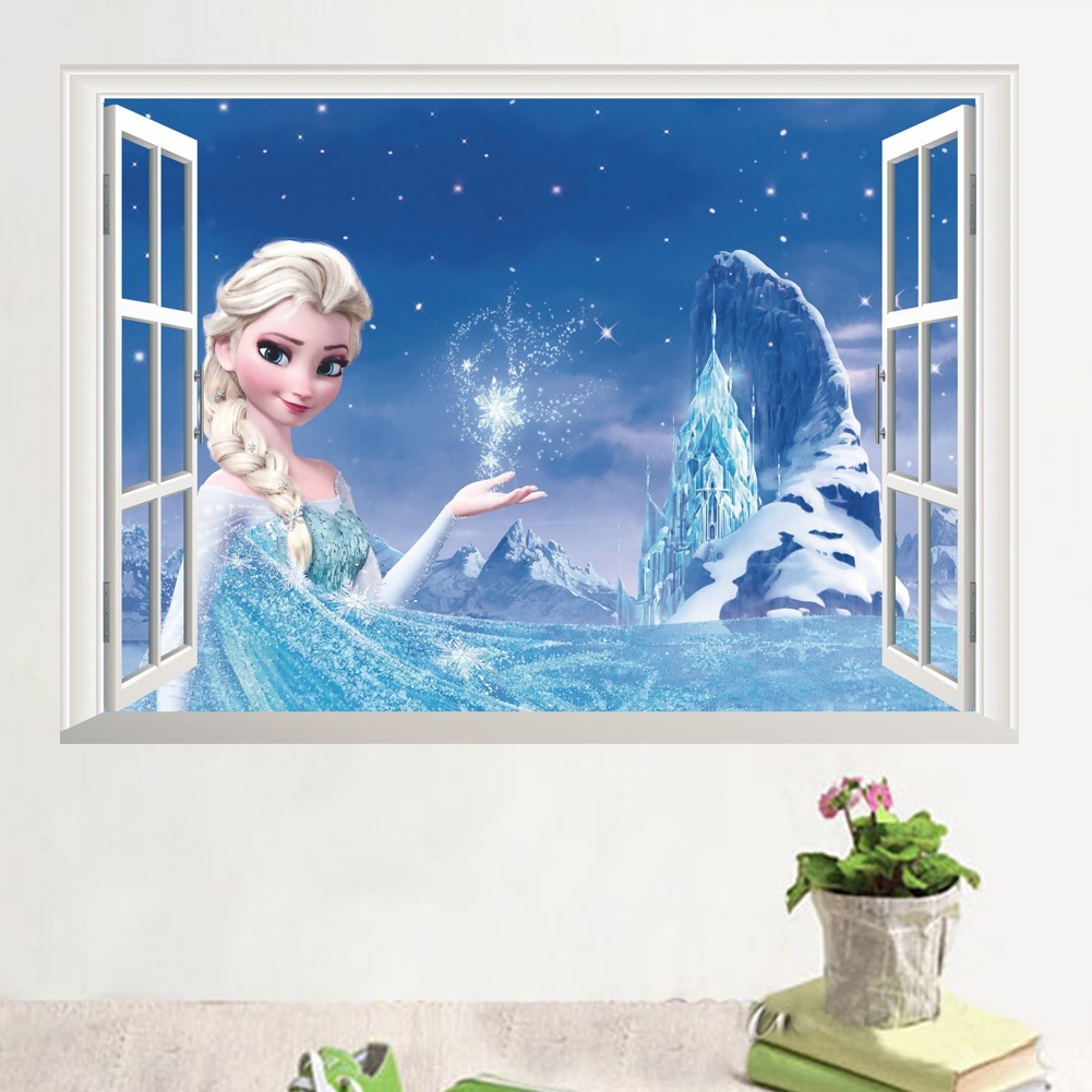 Aura - Frozen Elsa Windows Animated Cartoon Window Wall Sticker ...