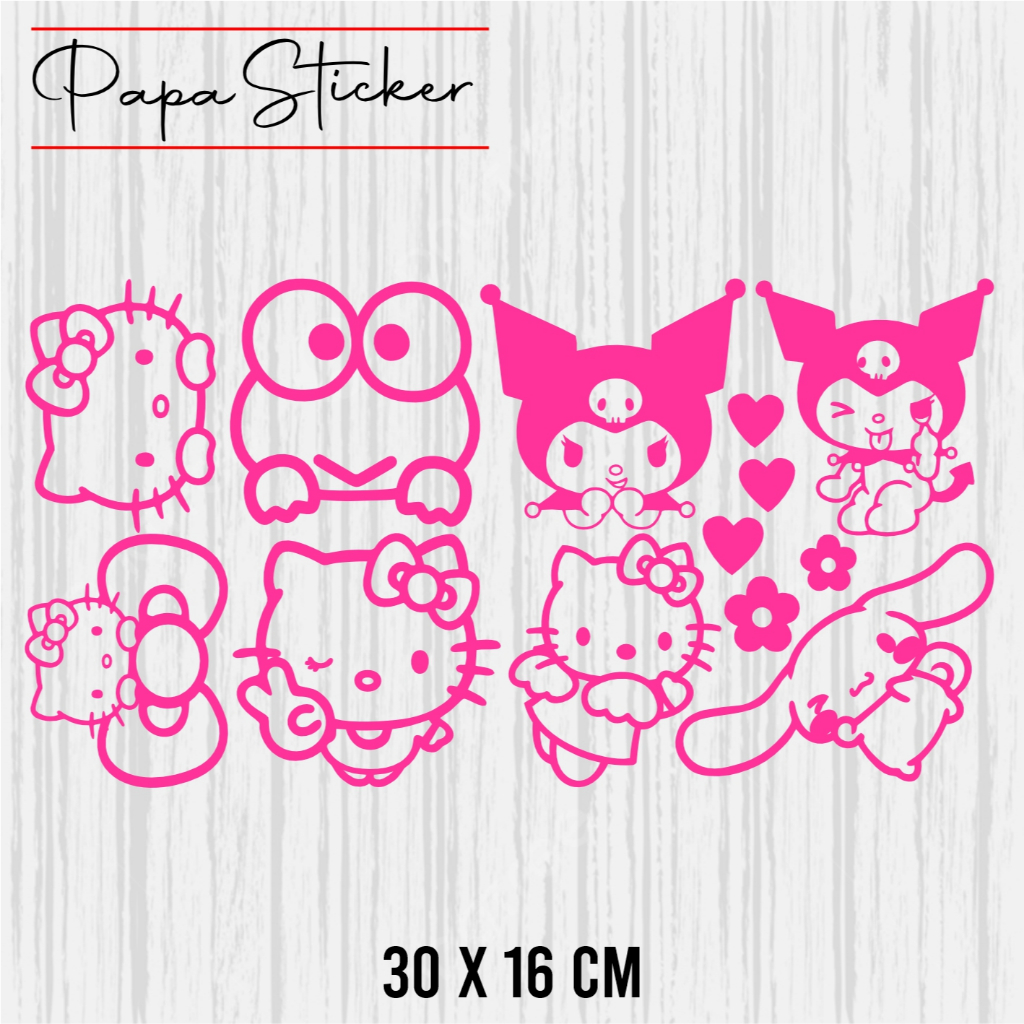Hello KITTY AND GANG STICKER CONTAINS 8 PCS MOTORCYCLE CUTTING STICKER ...