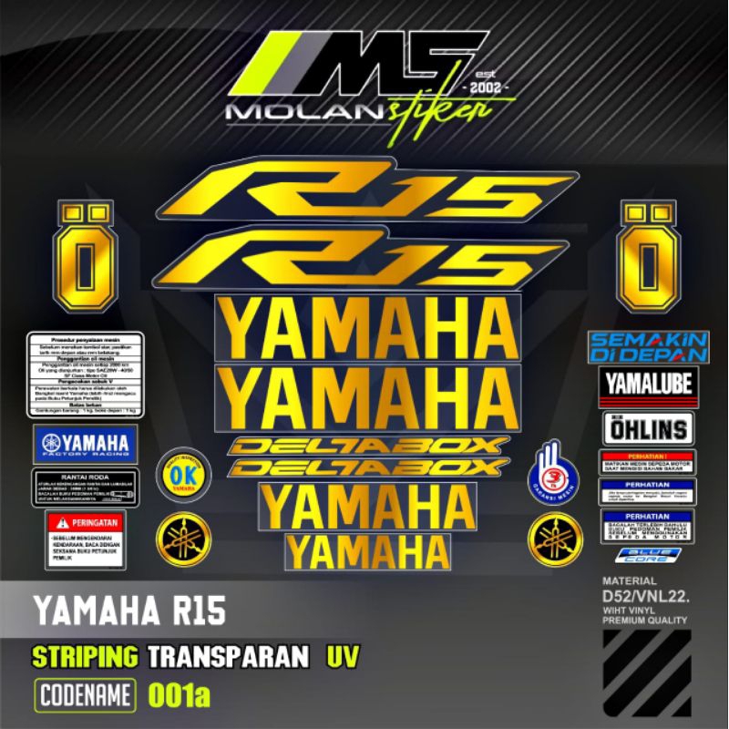 Sticker Striping Transparent Variation Uv Yzf R15 V3 R15M All New ...
