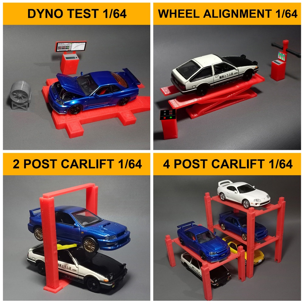 HOTWHEELS Hot wheels car lift 4 post Diorama diecast 1/64 Scale ...