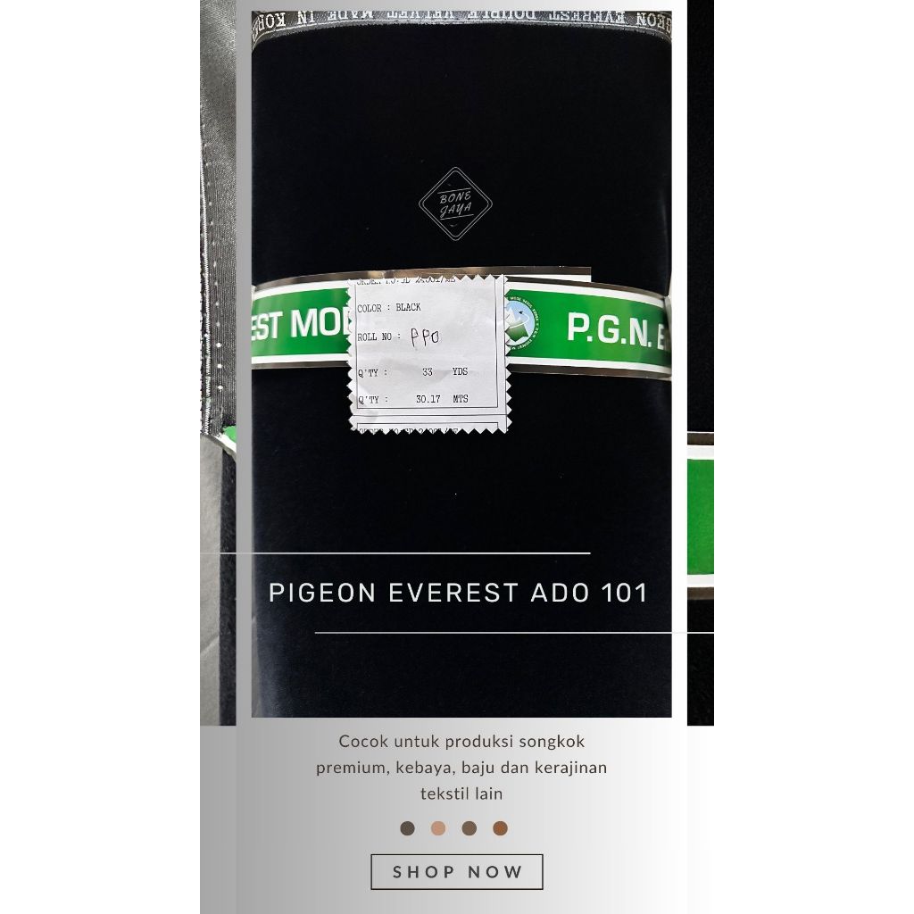 HITAM Retail Pigeon Velvet Fabric Double Velvet Everest ADO 101 Black ...