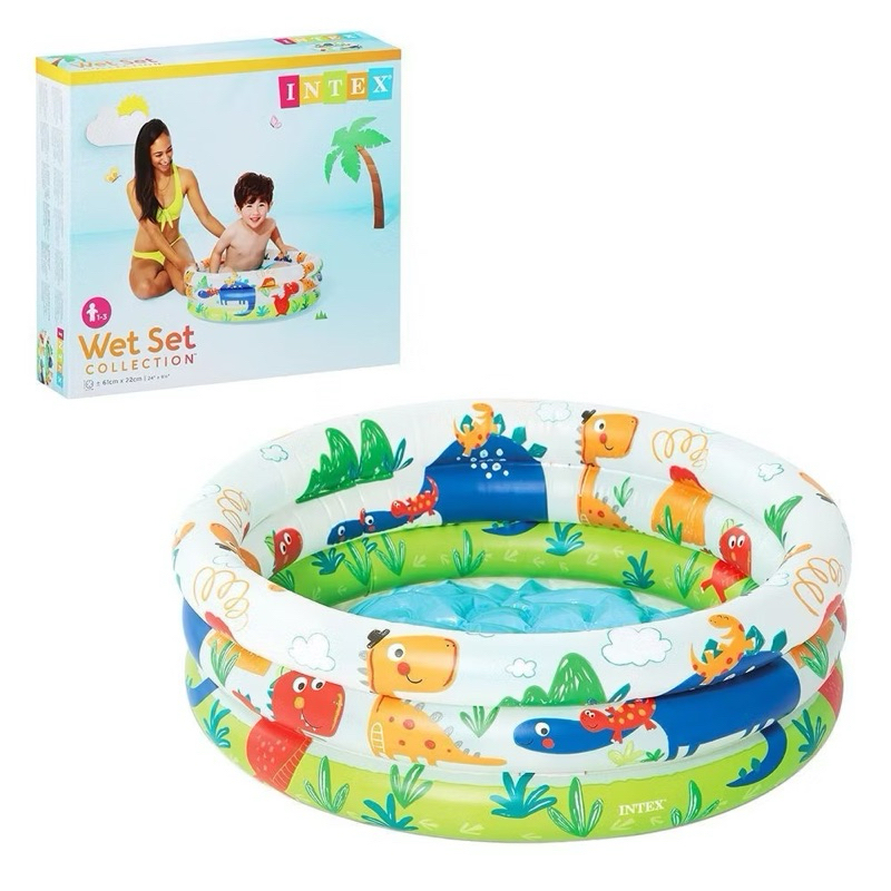 Intex 57106 dinosaur swimming pool 3 ring baby pool | Shopee Philippines