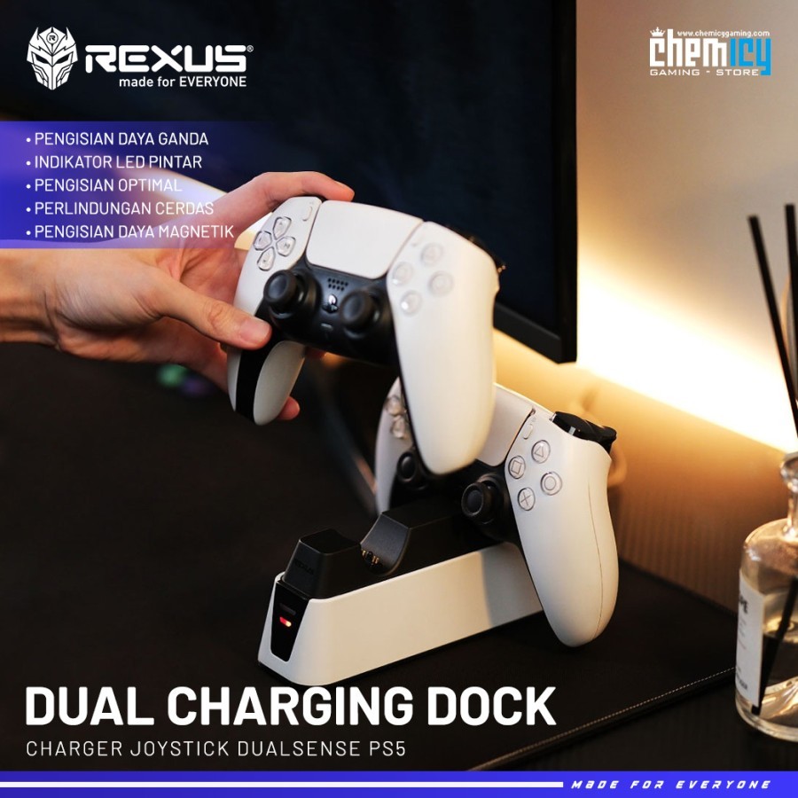 Rexus Dual Charging Dock Charger for DualSense PS5 Joystick | Shopee ...