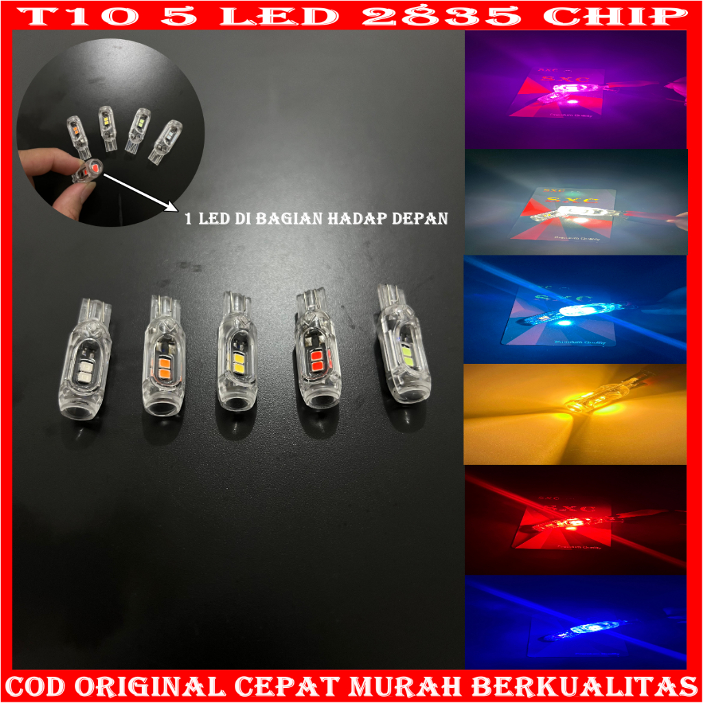 ORIGINAL LED LAMP T10 5 LED CLEAR CRYSTAL SX5 12 VOLT DC MOTORCYCLE SIGNAL LIGHT PREMIUM QUALITY ...