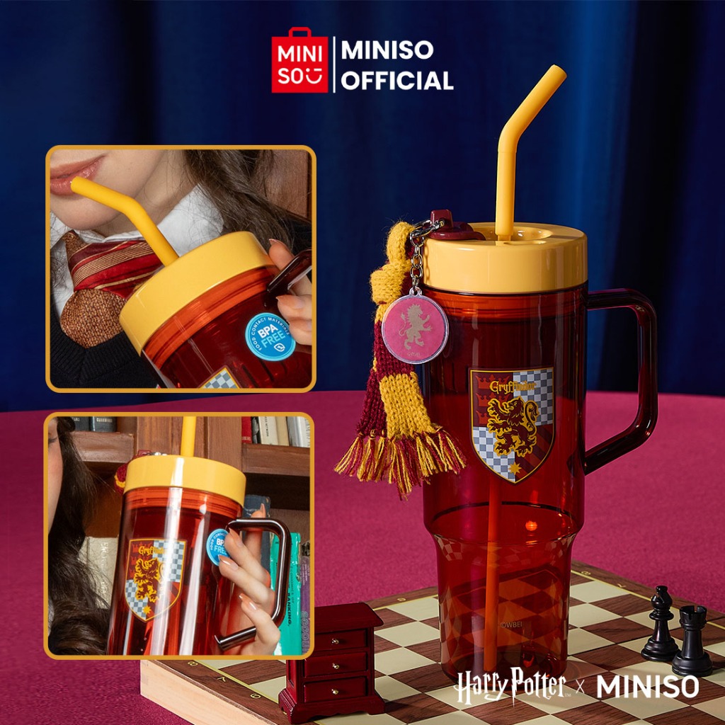 Miniso X Harry Potter 1.25L Plastic Drinking Bottle With Straw Portable ...