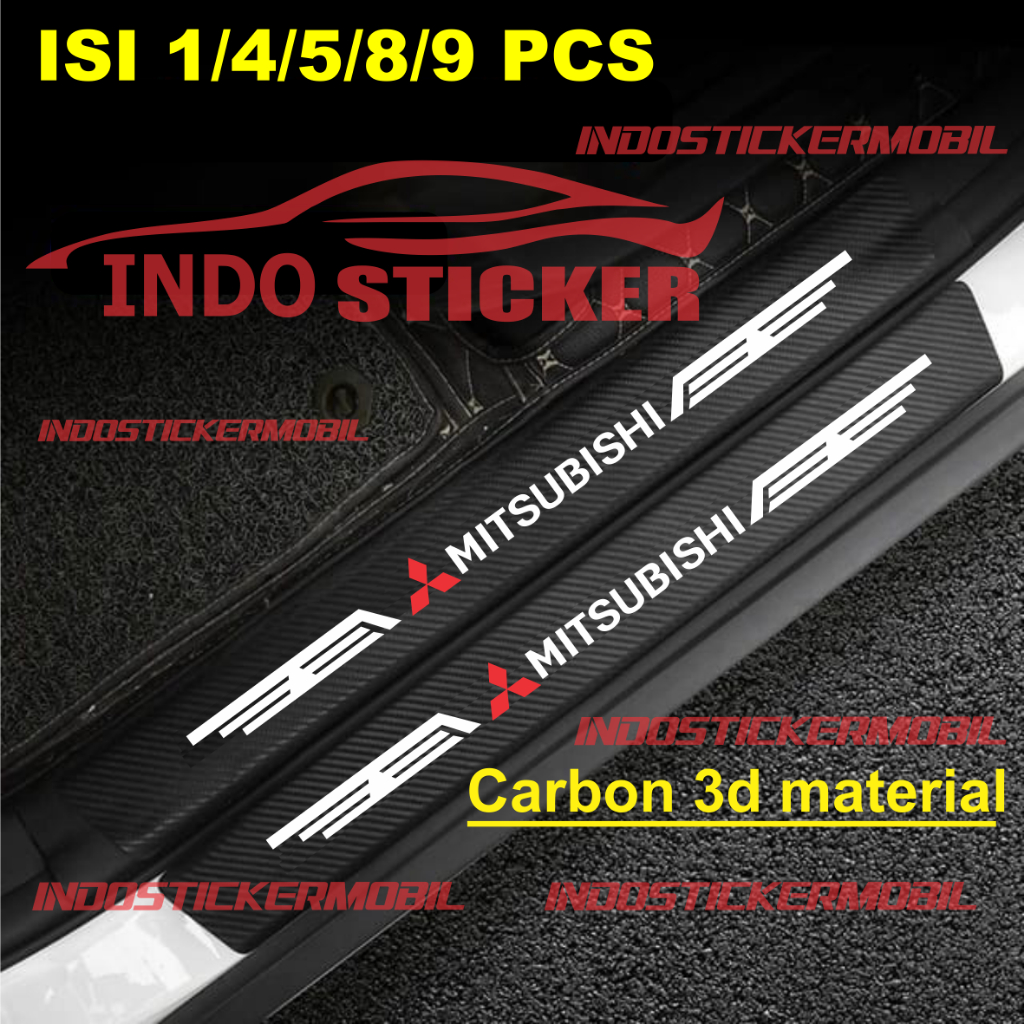 9pcs 3d carbon sill plate stickers for mitsubishi cars 3d carbon ...