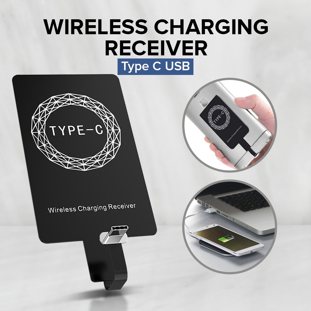 Qi Wireless Charging Receiver Adapter for Smartphone USB Type C - P9 ...