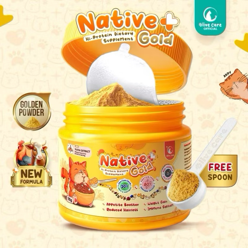 Olive Care Cat Vitamin NATIVE+ GOLD High Protein 110gr GOLDEN POWDER to ...