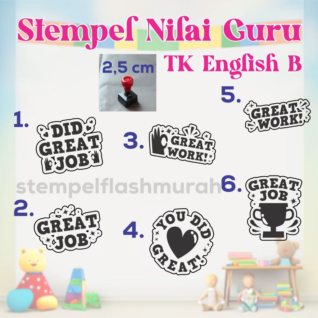 English value stamp B 2,5cm english teacher PAUD TK SD kindergarten ...