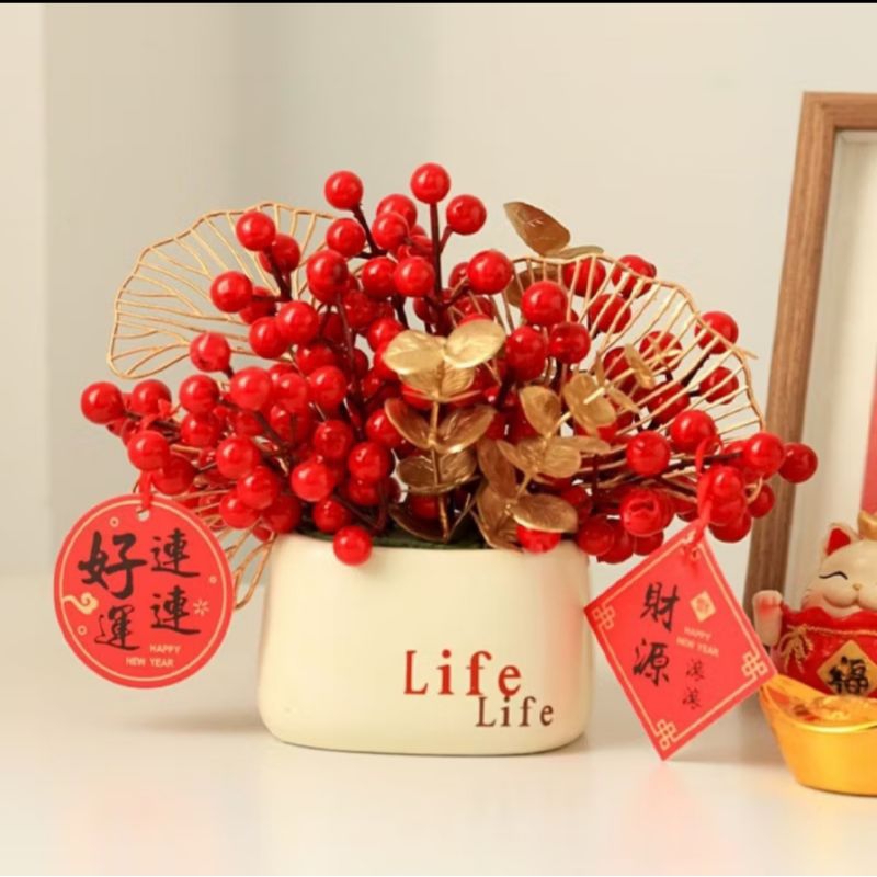 Chinese New Year Flower Vase Chinese New Year Bouquet Display Chinese ...