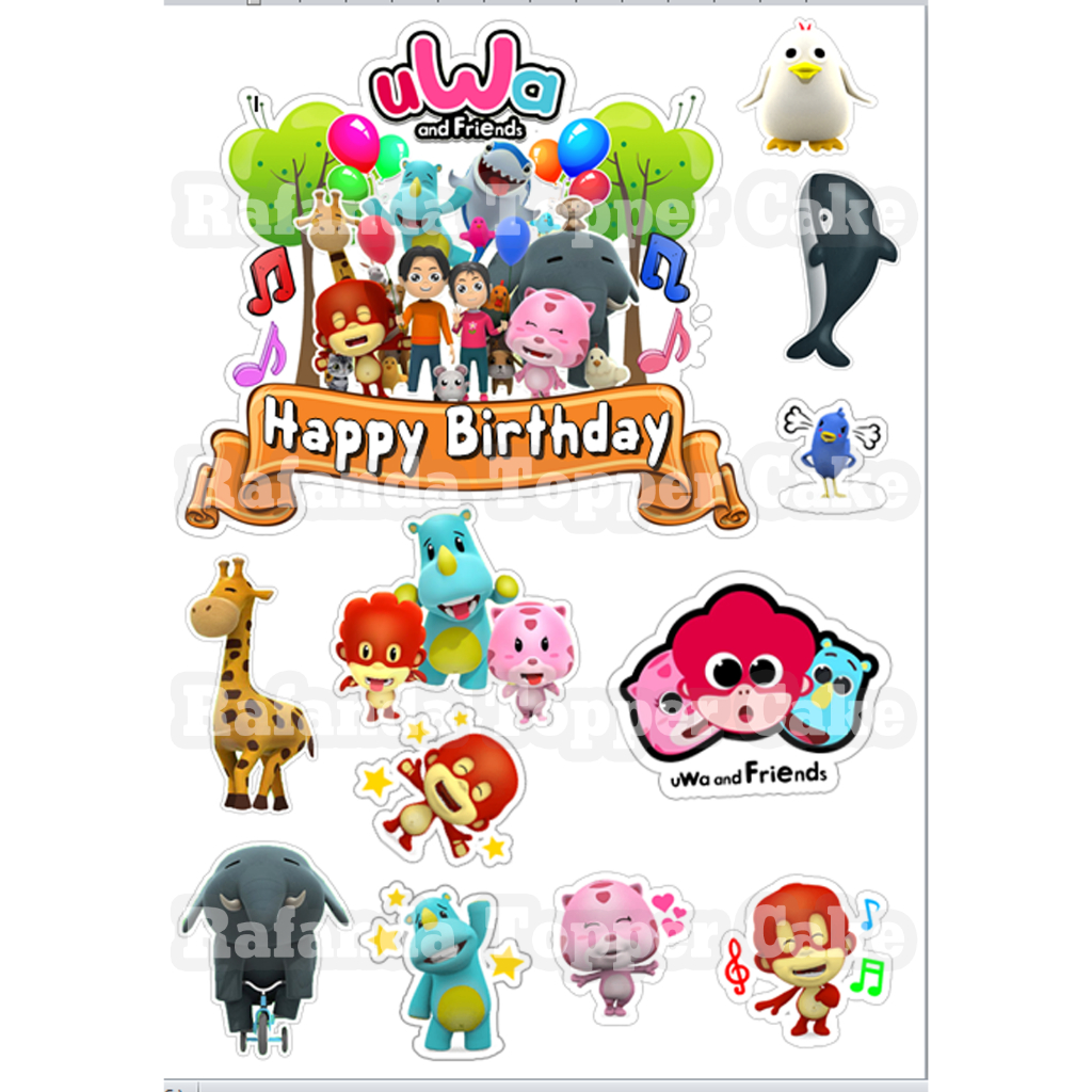 Uwa and friends birthday cake Topper, custom name birthday sponge cake ...