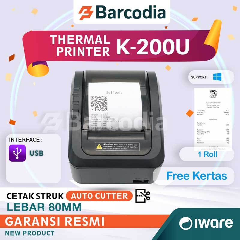 Barcodia Thermal Printer 80mm Auto Cutter Iware K200USE Usb Lan Serial ...