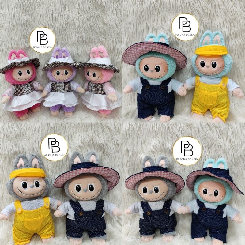 Premium Rubber Face Labubu Viral Doll Costume Clothes + Detachable Hat ...