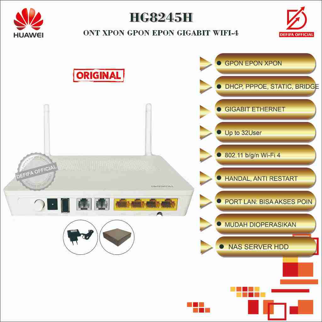 Huawei HG8245H Wireless Fiber Optic Modem Wifi Router Gigabit GPON EPON ...