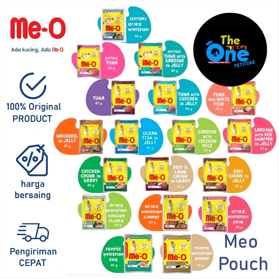 Wet cat food meo pouch 80g Adult & Kitten All Variants Cat food sachet ...
