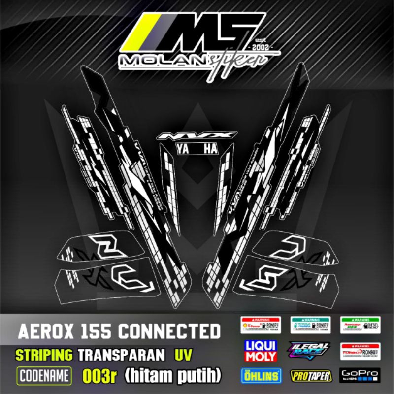 Decal Sticker Striping Transparent Variations Uv Aerox 155 Connected ...