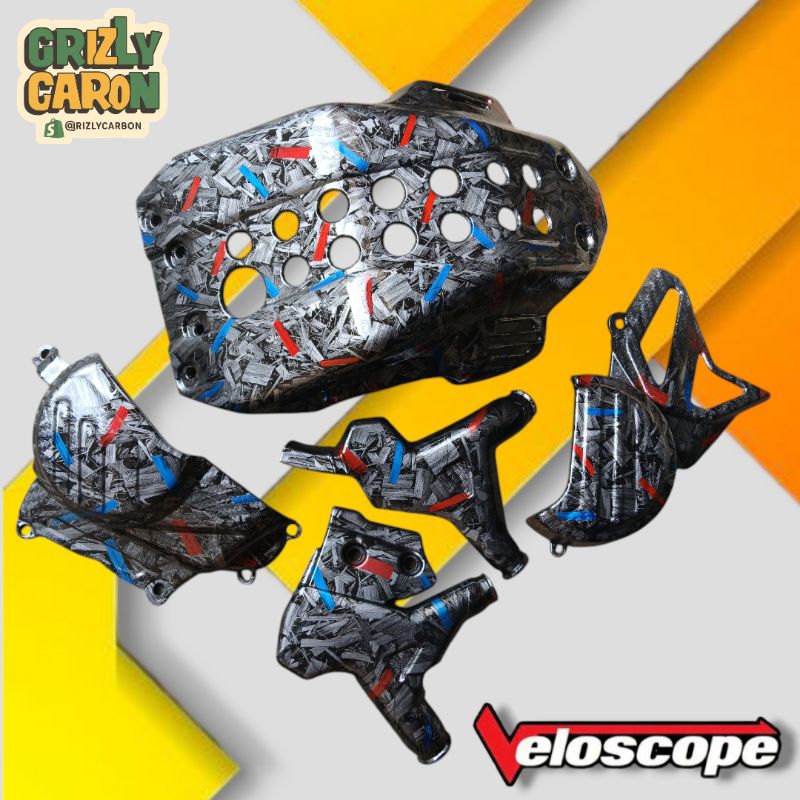 MESIN "3pcs" package Carbon FORGED BLUE RED engine cover crf 150l full ...