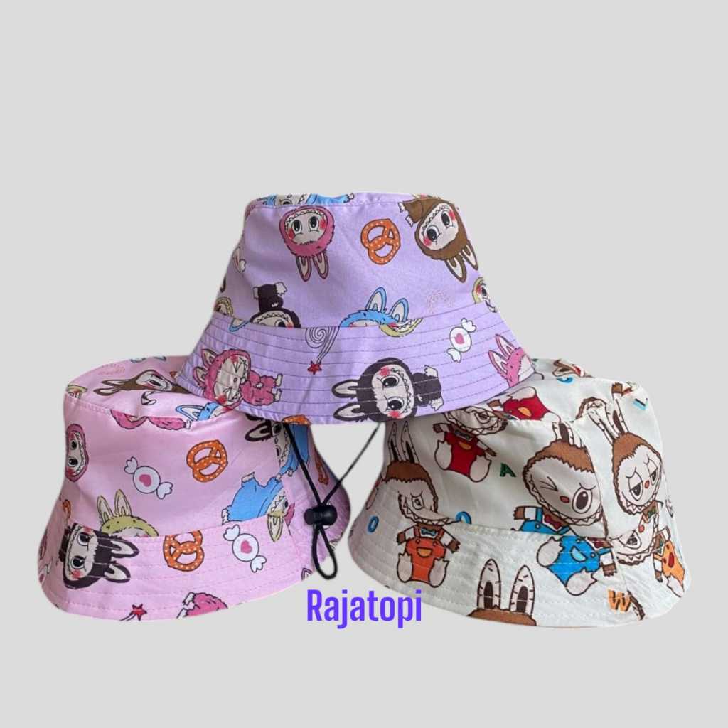 Viral Labubu Bucket Hat / Labubu Children's Bucket Hat Neck Strap ...