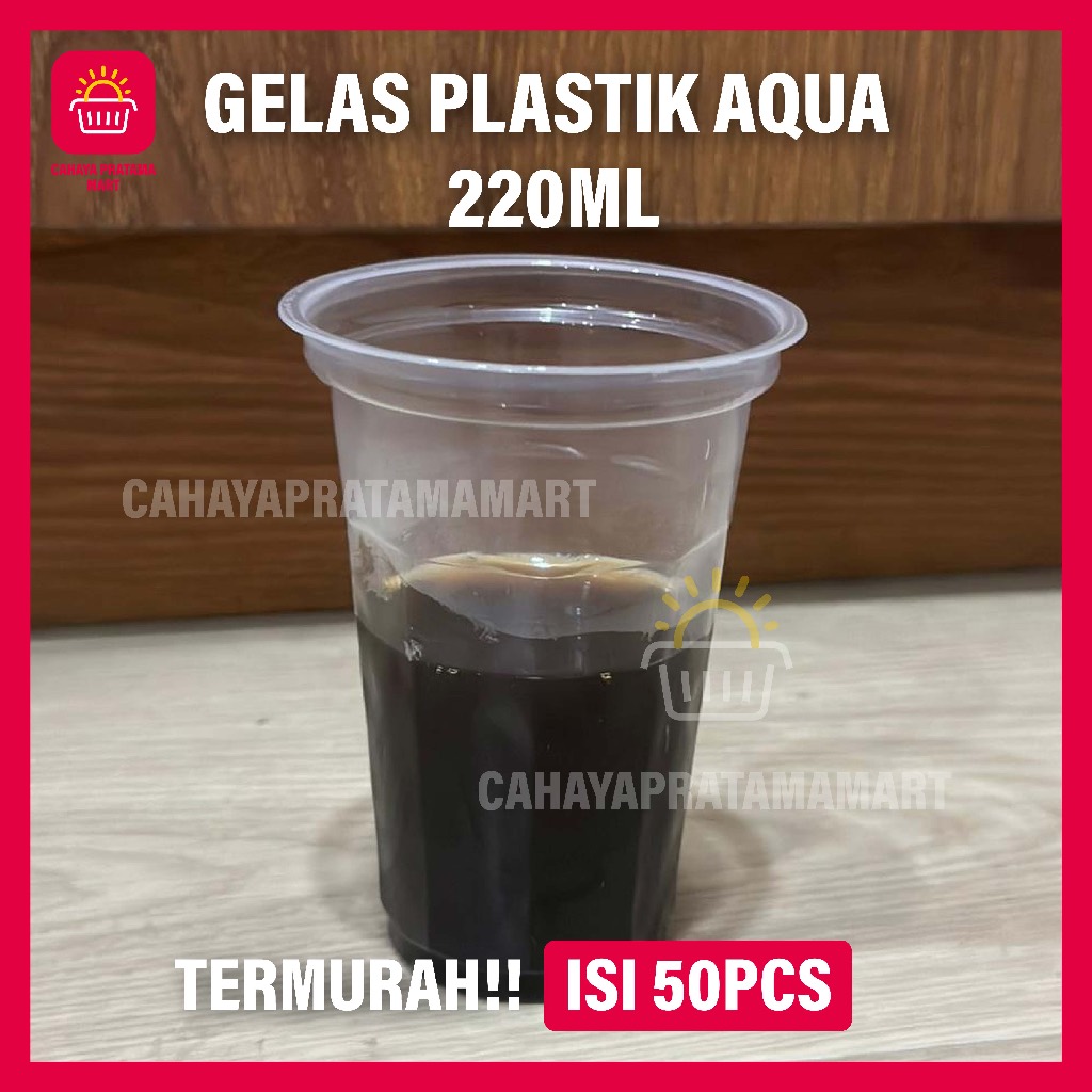 Aqua PLASTIC CUPS 220ml contains 50 PCS COFFEE GLASSES milk tea cups clear plastic cups | Shopee ...