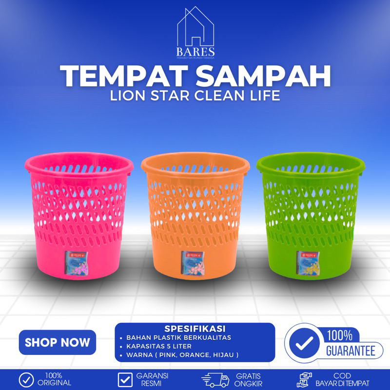 Lion Star Trash Can / 10L Plastic Waste Basket | Shopee Philippines