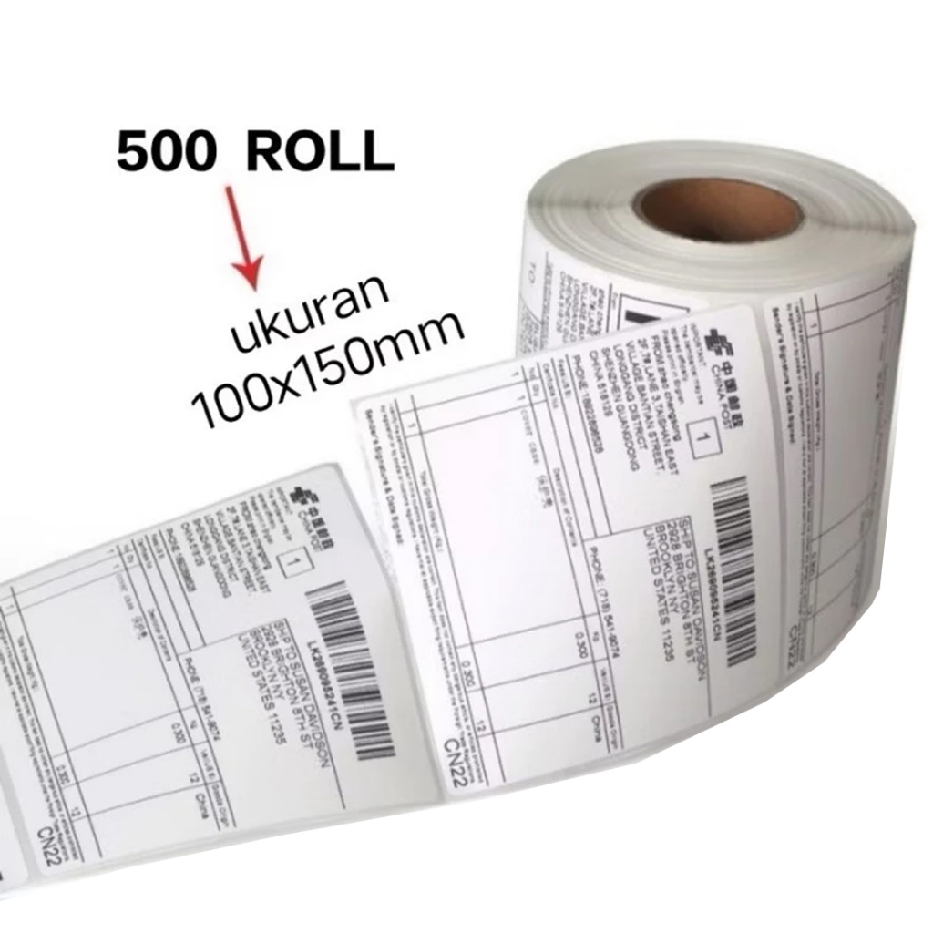 Barcode Label Thermal Paper 100x150mm contains 500 Pcs / Receipt Paper ...