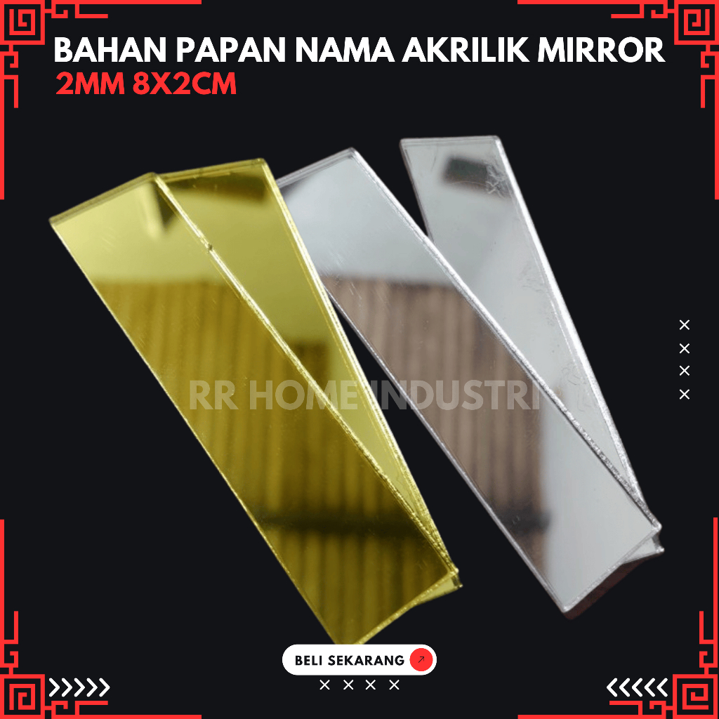 Mirror Acrylic Material Chest Nameplate GOLD 2x8cm Acrylic Nametag ...